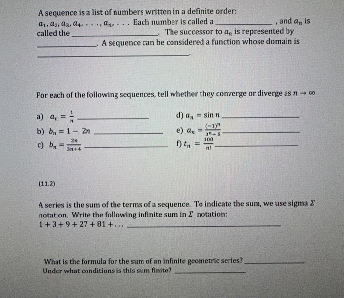 Solved A sequence is a list of numbers written in a definite | Chegg.com