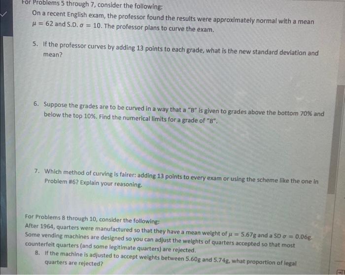 Solved Problems 5 through 7, consider the following: On a | Chegg.com