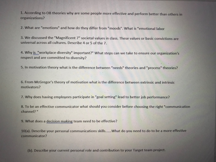 Solved 1. According to OB theories why are some people more | Chegg.com