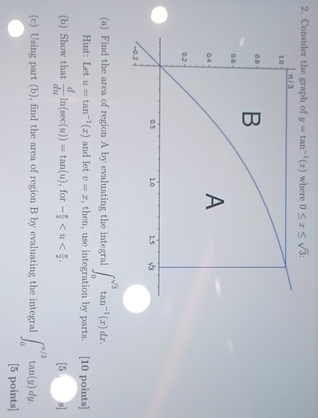 Solved Consider the graph of y=tan-1(x) ﻿where 0≤x≤32 ﻿:(a) | Chegg.com