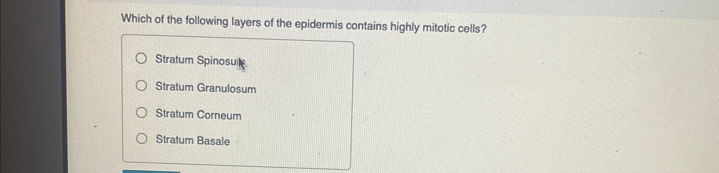 Solved Which of the following layers of the epidermis | Chegg.com