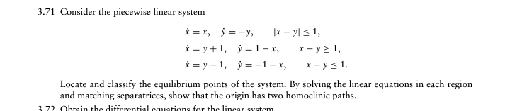 Solved 3.71 Consider the piecewise linear system | Chegg.com