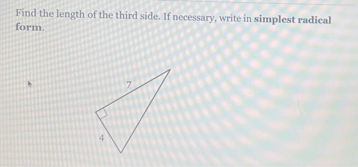 Solved find the length of the third side. If necessary, | Chegg.com