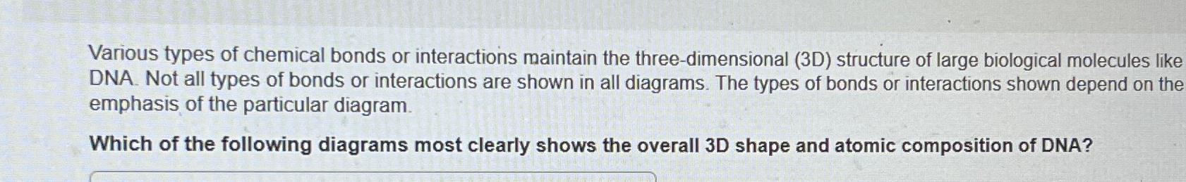 Solved Various types of chemical bonds or interactions | Chegg.com