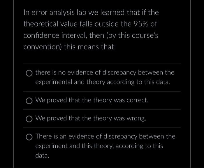 Solved In error analysis lab we learned that if the | Chegg.com
