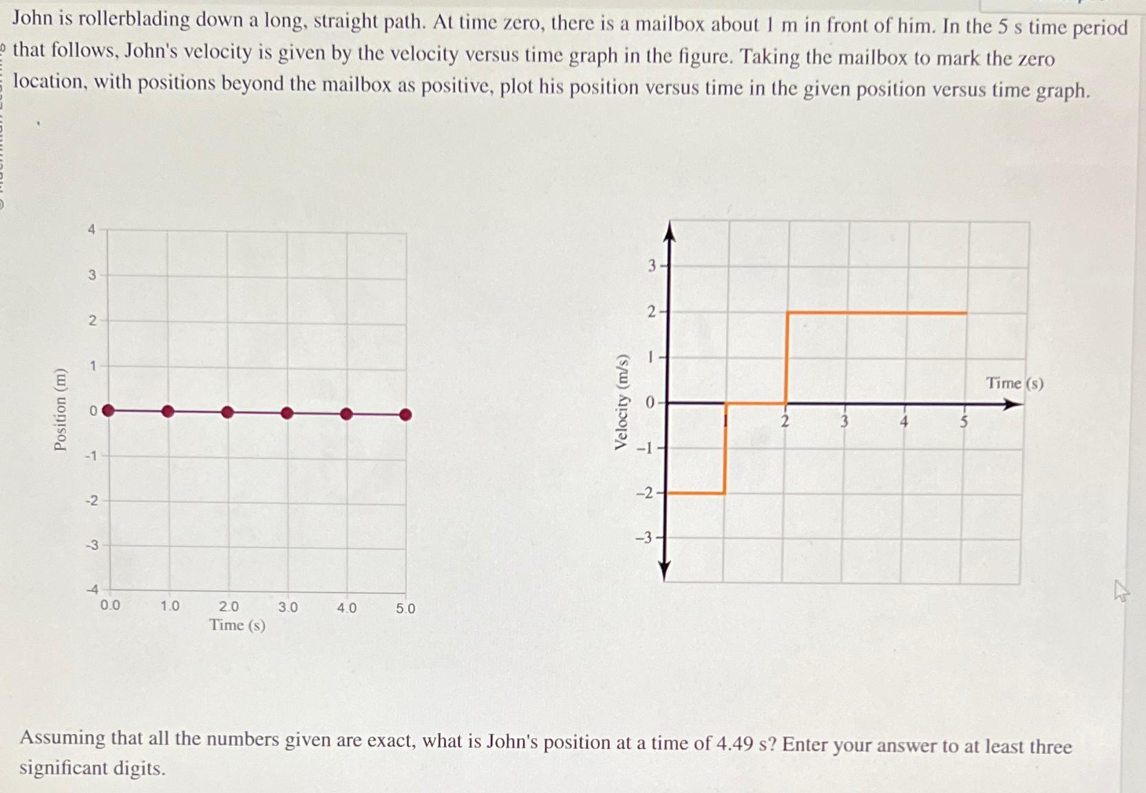Solved John is rollerblading down a long, straight path. At | Chegg.com