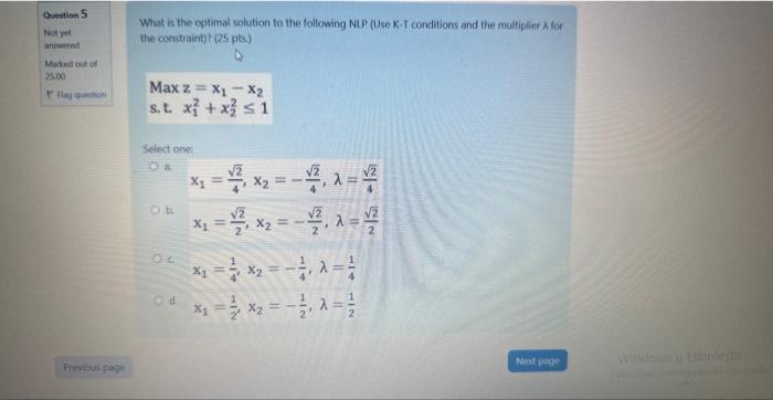 Solved What is the optimal solution to the following NIP | Chegg.com
