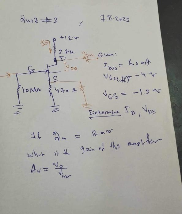 Solved If 2m=2mv whot is the gain of thes amslifier Av=Viv | Chegg.com
