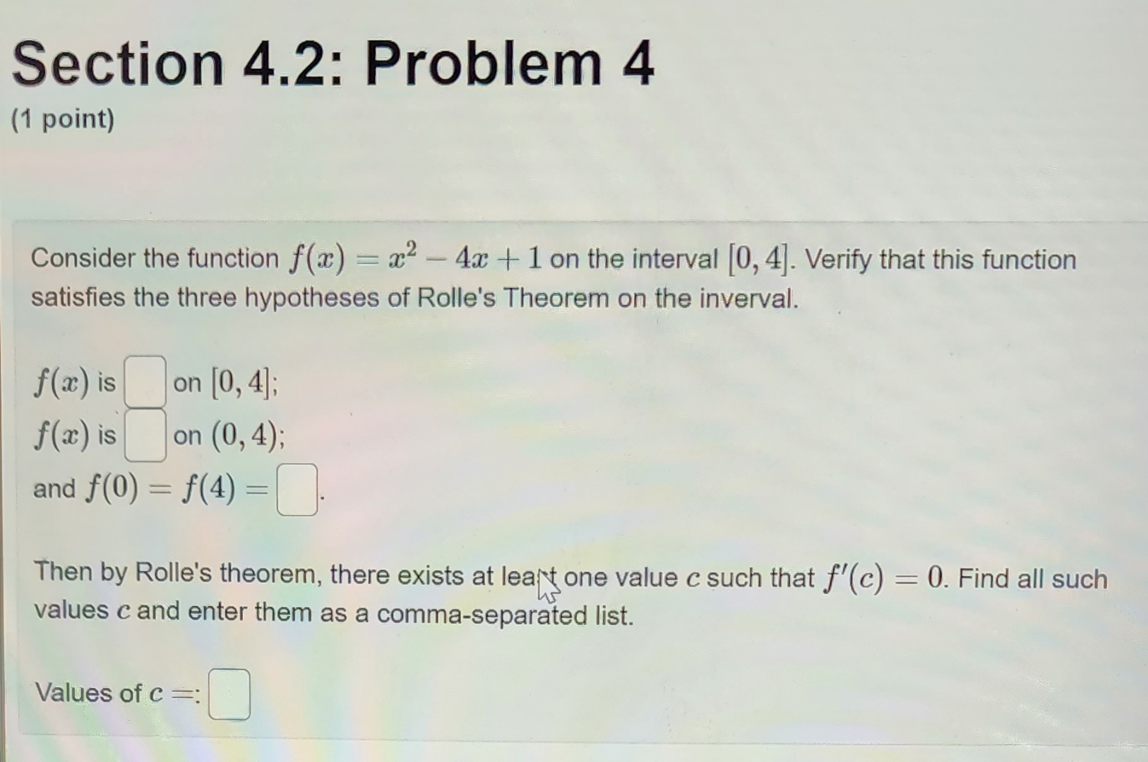 Solved Section 4.2: Problem 4(1 ﻿point)Consider the function | Chegg.com