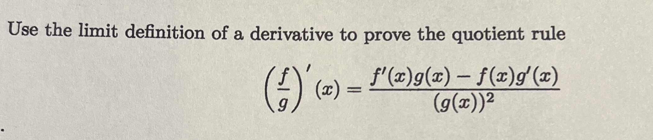 Solved Use the limit definition of a derivative to prove the | Chegg.com