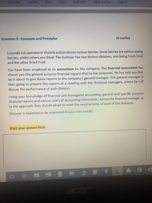 Solved Mailings Review View Help Foxit PDF Table Design | Chegg.com