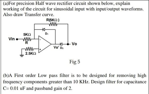 Solved (a)For precision Half wave rectifier circuit shown | Chegg.com