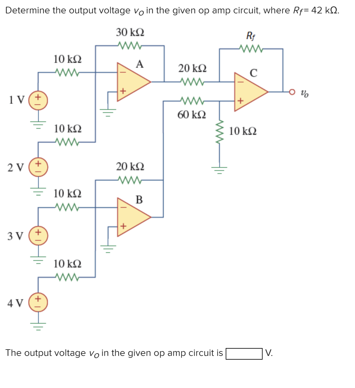 Solved Determine the output voltage vO in ﻿the given op ﻿amp | Chegg.com