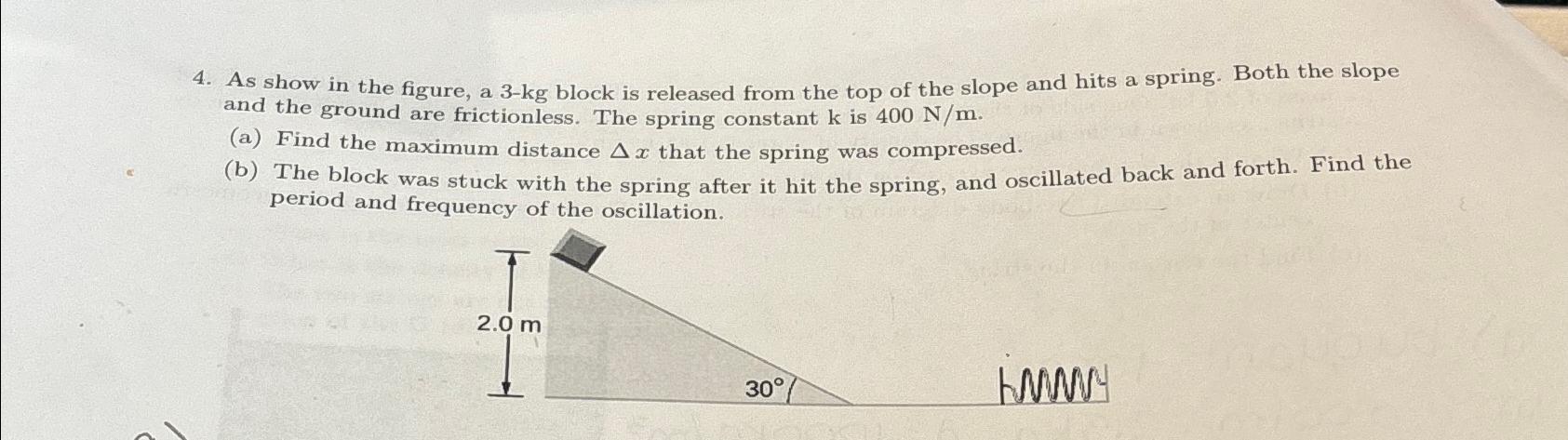 Solved As show in the figure, a 3-kg ﻿block is released from | Chegg.com