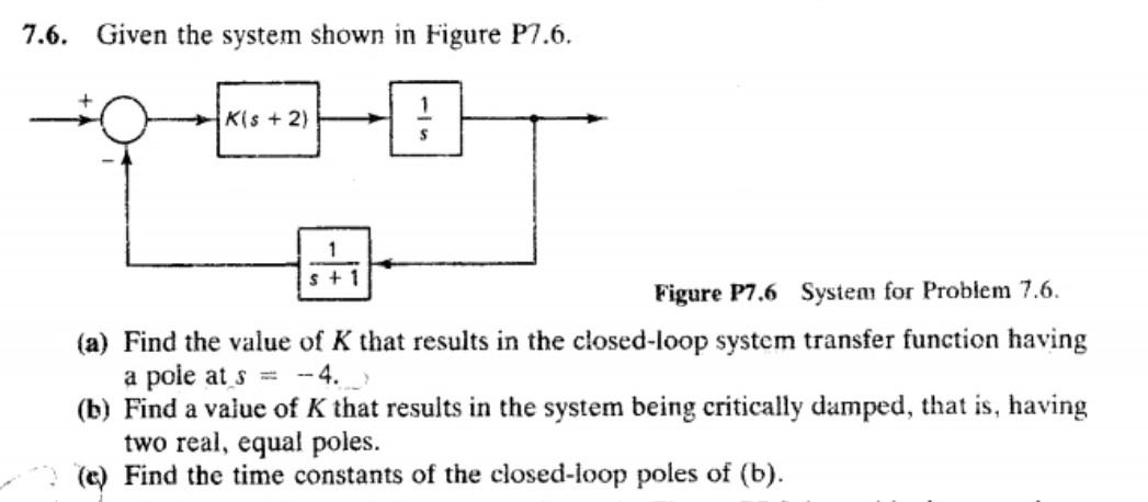 [Solved]: 7.6. Given the system shown in Figure P7