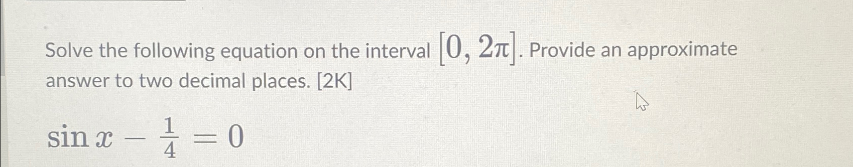 Solved Solve the following equation on the interval 0,2π. | Chegg.com
