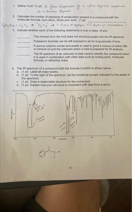 1. Define "mull, "(1 pt) a fine clipersuen of a | Chegg.com