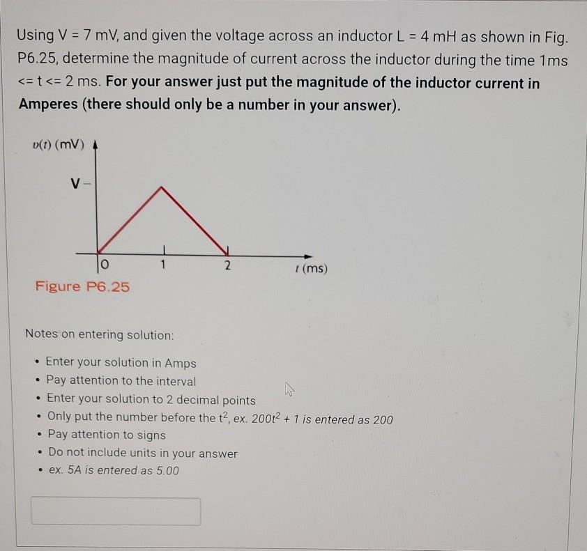 Solved The current in the inductor changed from 0 mA to a | Chegg.com