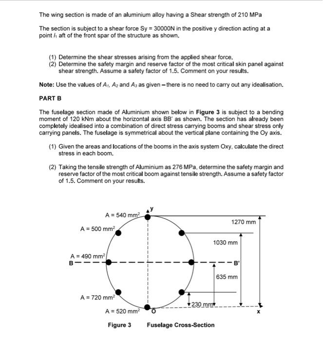 PARTA A wing section structure is idealized in the | Chegg.com