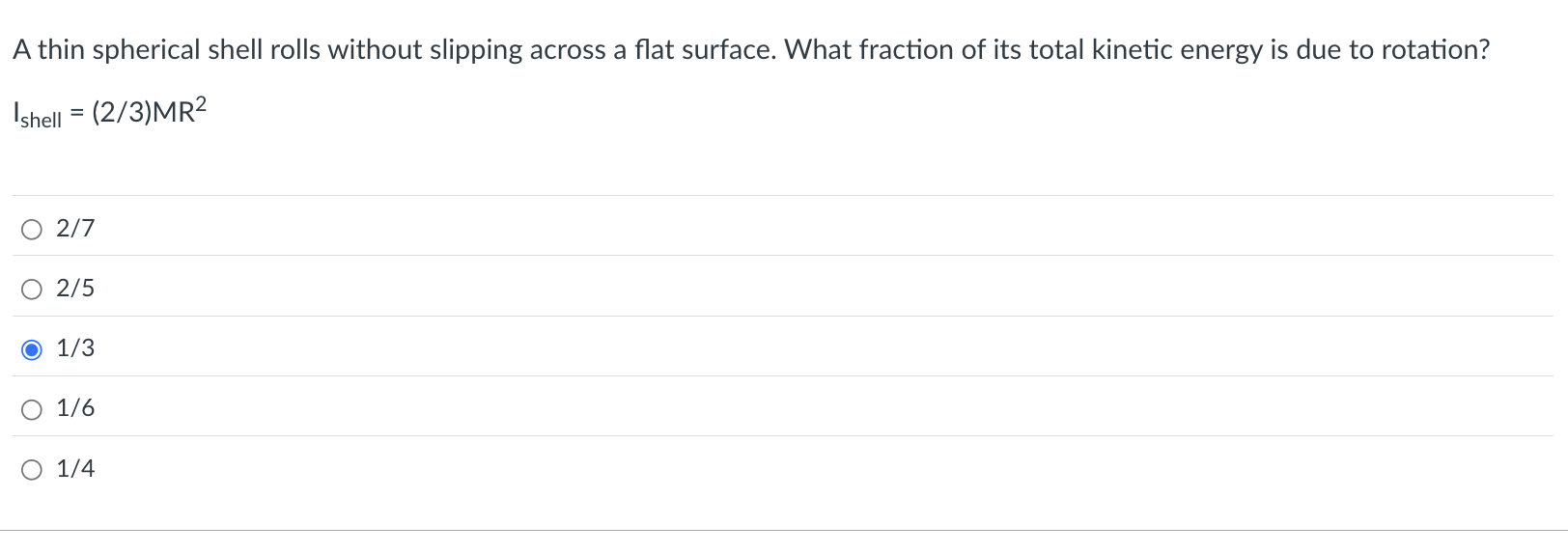 Solved A thin spherical shell rolls without slipping across | Chegg.com