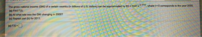 Solved The gross national income (GNI) of a certain country | Chegg.com