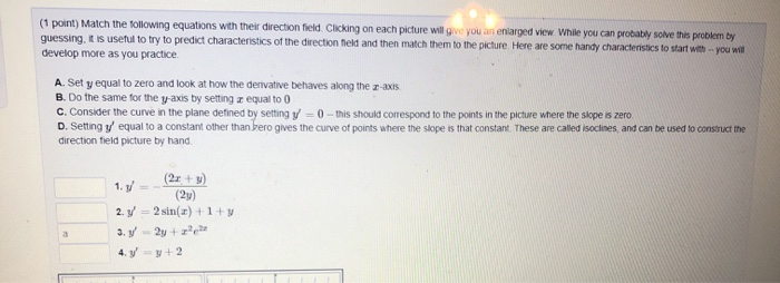 Solved (1 point) Match the following equations with their | Chegg.com