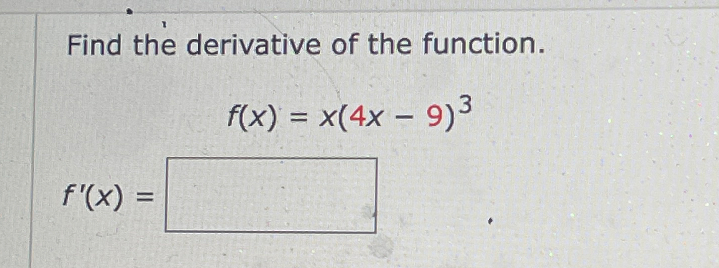 Solved Find the derivative of the | Chegg.com