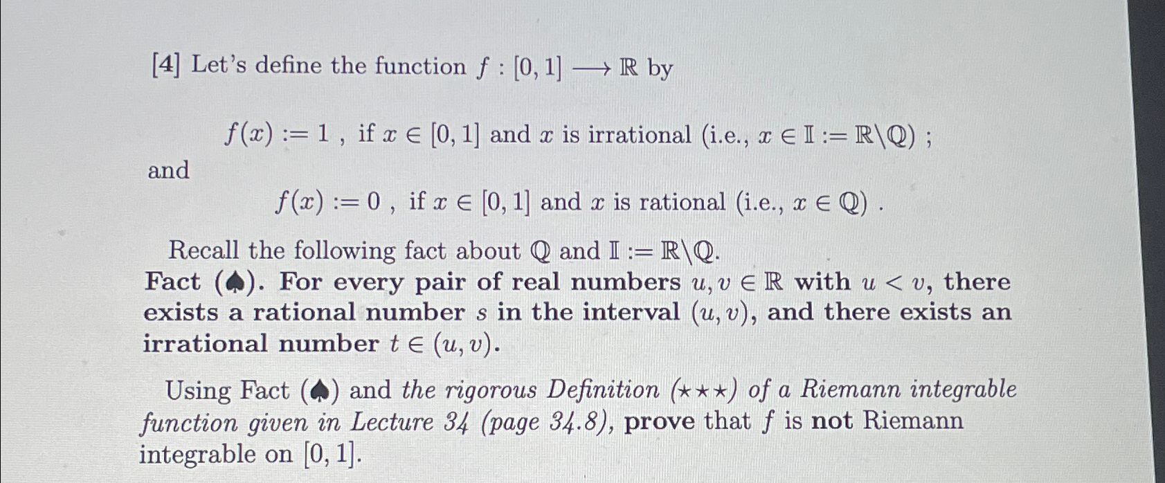 Solved [4] ﻿Let's define the function f:[0,1]longrightarrowR | Chegg.com