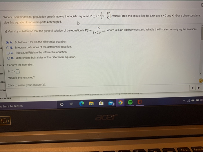 Solved Widely used models for population growth involve the | Chegg.com