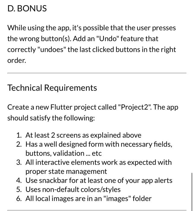 Solved I need help creating this flutter project that | Chegg.com
