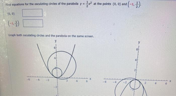Solved Find Equations For The Osculating Circles Of The