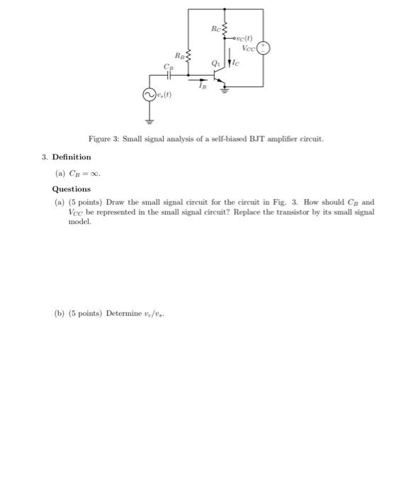 Solved Figure 3: Small signal analysis of a self-biased BJT | Chegg.com