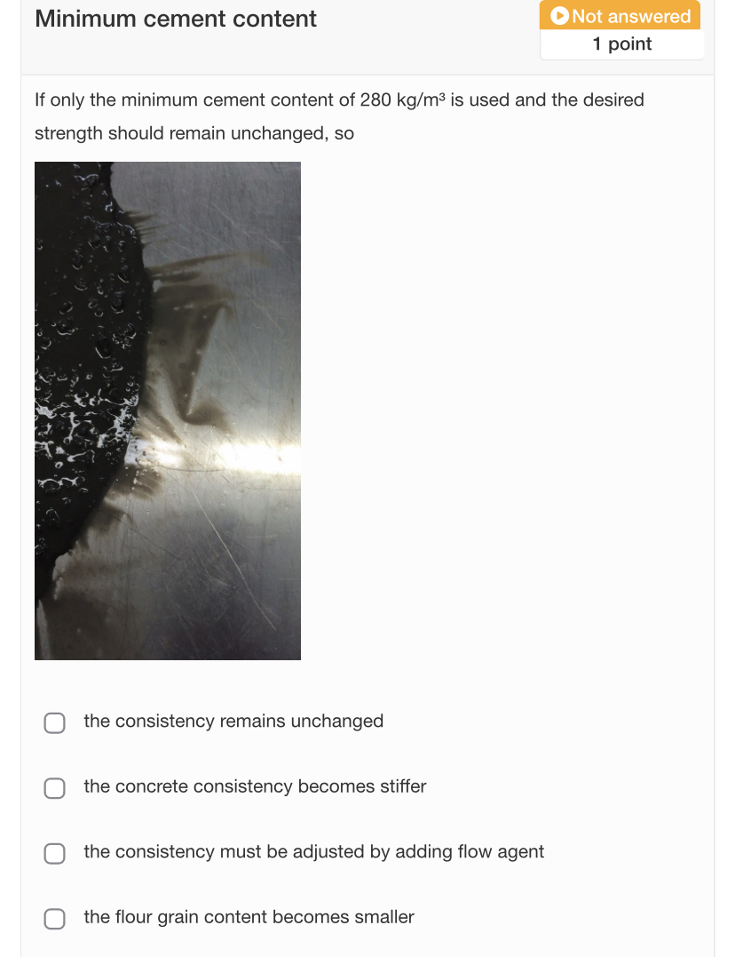 Solved Minimum cement contentNot answered1 ﻿pointIf only the | Chegg.com