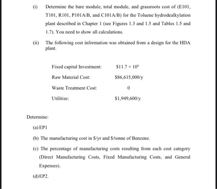 Solved (i) Determine the bare module, total module, and | Chegg.com