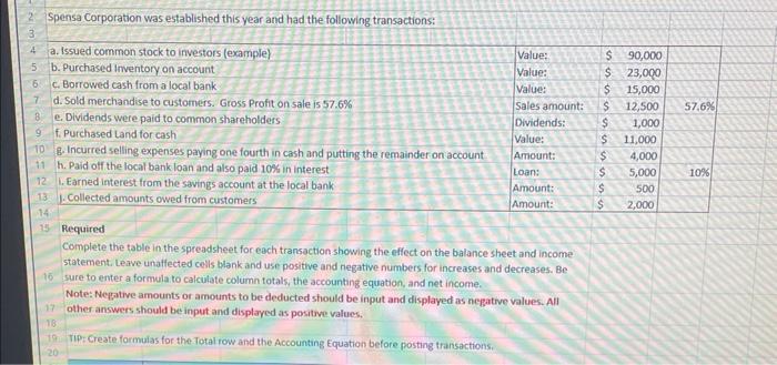Solved Required Complete the table in the spreadsheet for | Chegg.com