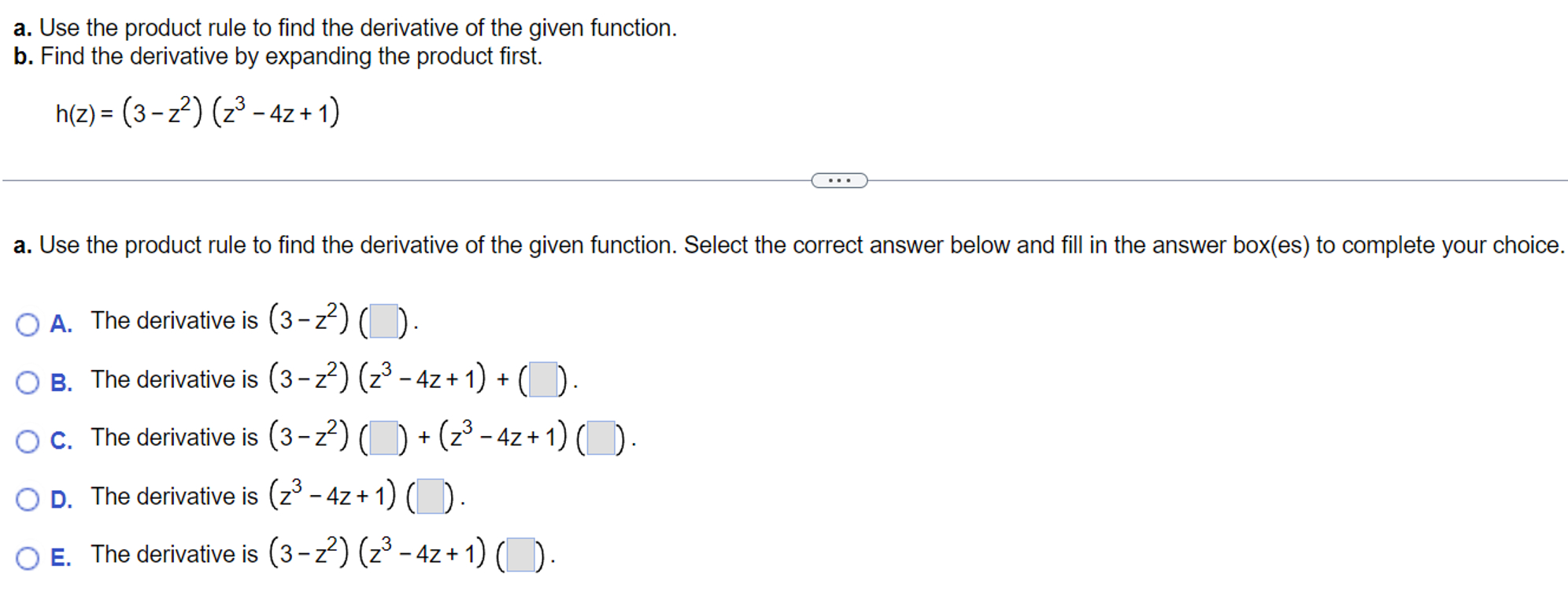 Solved a. ﻿Use the product rule to find the derivative of | Chegg.com