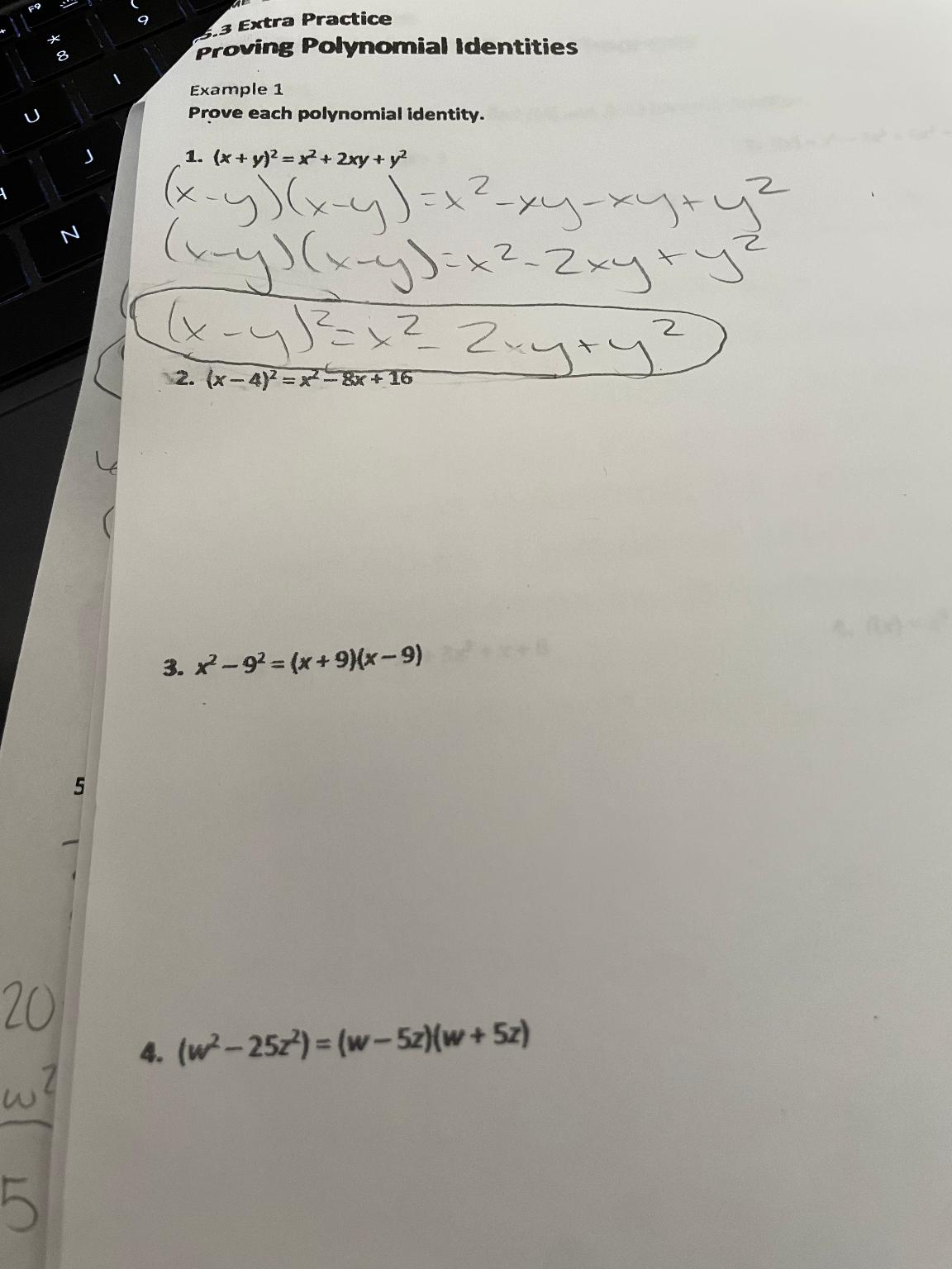 Solved proving Polynomial IdentitiesExample 1Prove each | Chegg.com