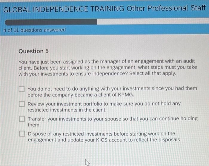 Solved GLOBAL INDEPENDENCE TRAINING Other Professional Staff | Chegg.com