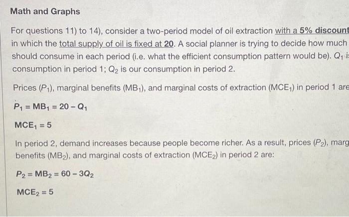 Solved Math and Graphs For questions 11) to 14), consider a | Chegg.com