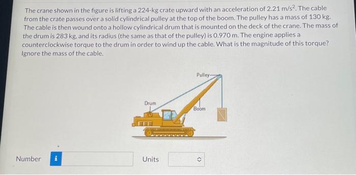 Solved The crane shown in the figure is lifting a 224−kg | Chegg.com