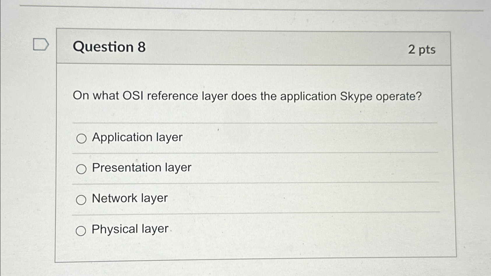 Solved Question 82 ﻿ptsOn what OSI reference layer does the | Chegg.com