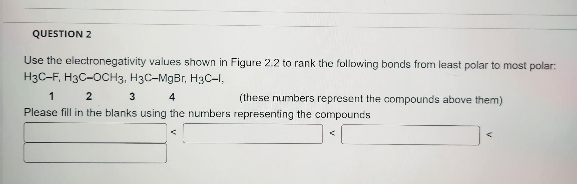 Solved Use the electronegativity values shown in Figure 2.2 | Chegg.com