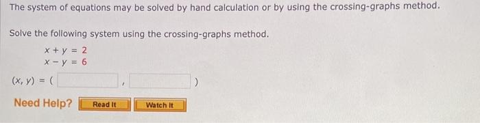 Solved The system of equations may be solved by hand | Chegg.com