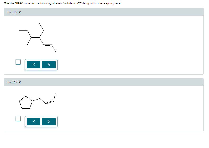Solved Give the IUPAC name for the following alkenes. | Chegg.com