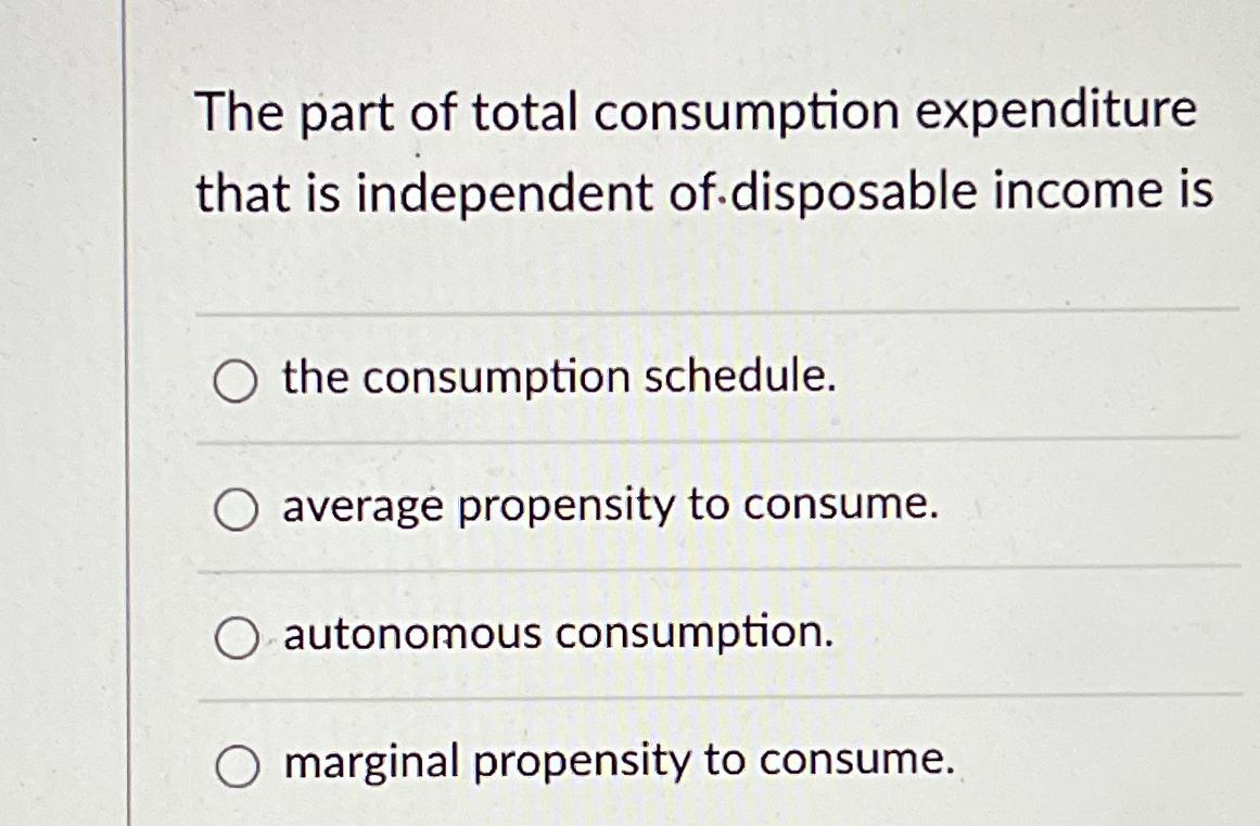 Solved The part of total consumption expenditure that is | Chegg.com