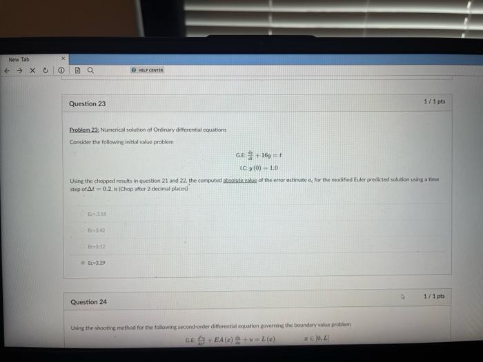 Problem. 23: Numerical solution of Ordinary | Chegg.com