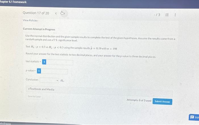 Solved hapter 6.1 homework abullrazoo Question 17 of 20 View | Chegg.com
