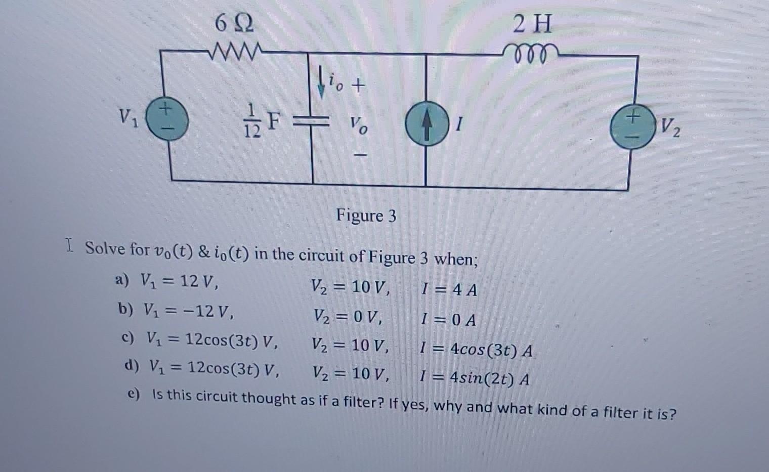 Solved Figure 3 Solve for v0(t)&i0(t) in the circuit of | Chegg.com