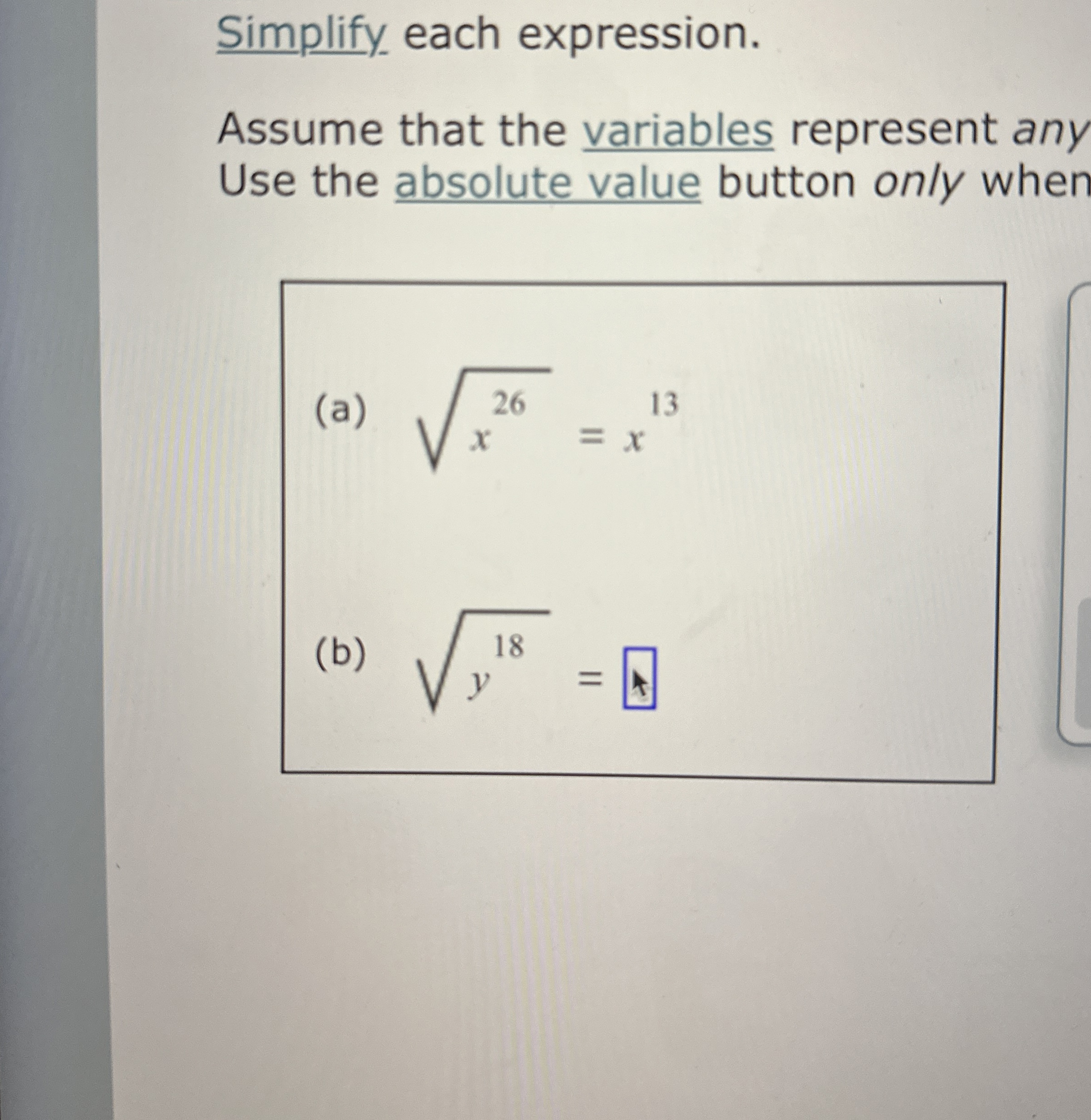 Simplify each expression.Assume that the variables | Chegg.com