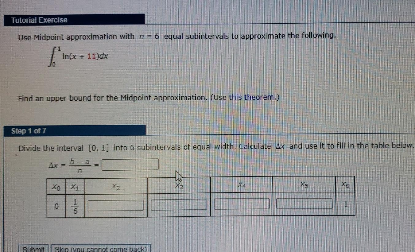 Solved Tutorial Exercise Use Midpoint approximation with n = | Chegg.com